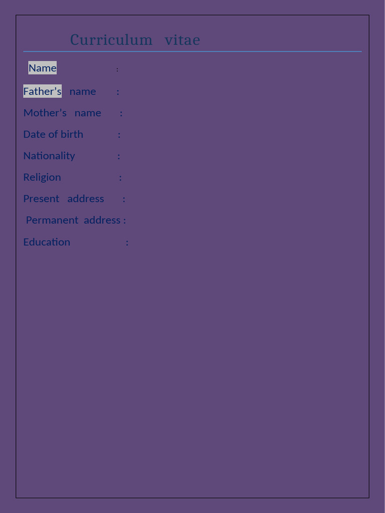 Curriculum Vitae Template | PDF