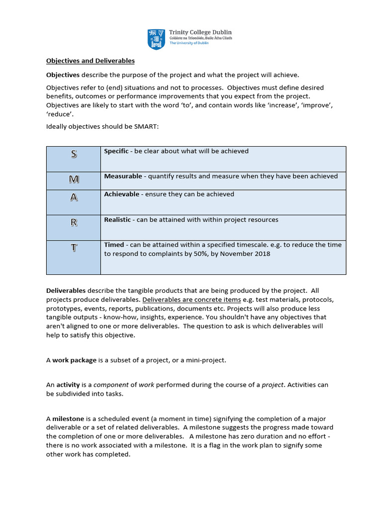HRB Tips Objectives and Deliverables | PDF