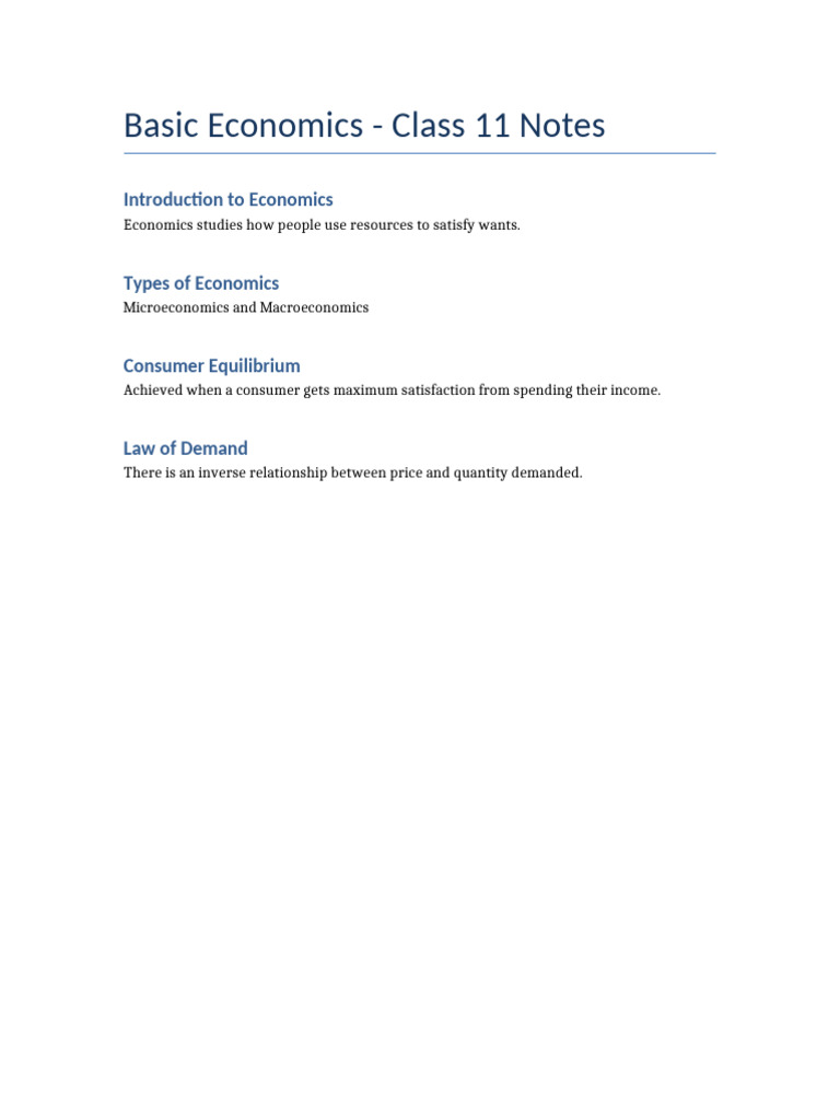 Basic Economics Concepts | PDF