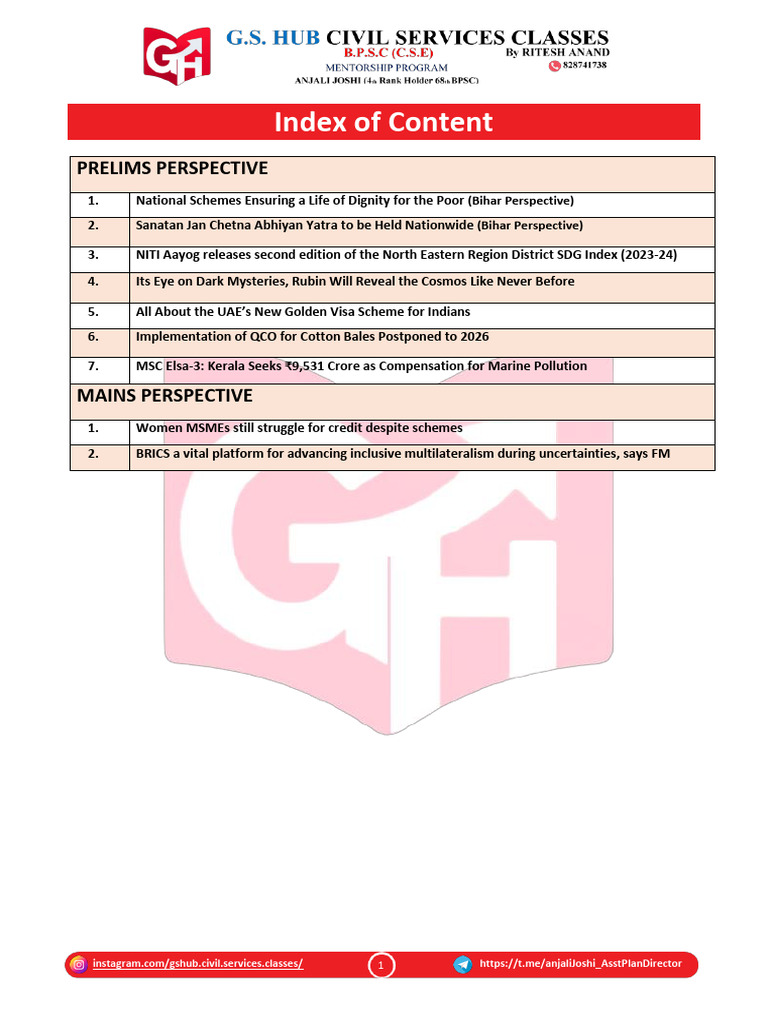 GS Hub Current Affairs English (08 July 2025) | PDF | Agriculture ...