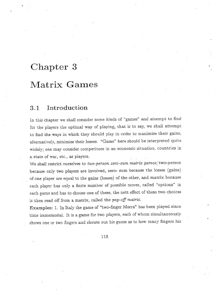Chapter 3 Matrix Games | PDF