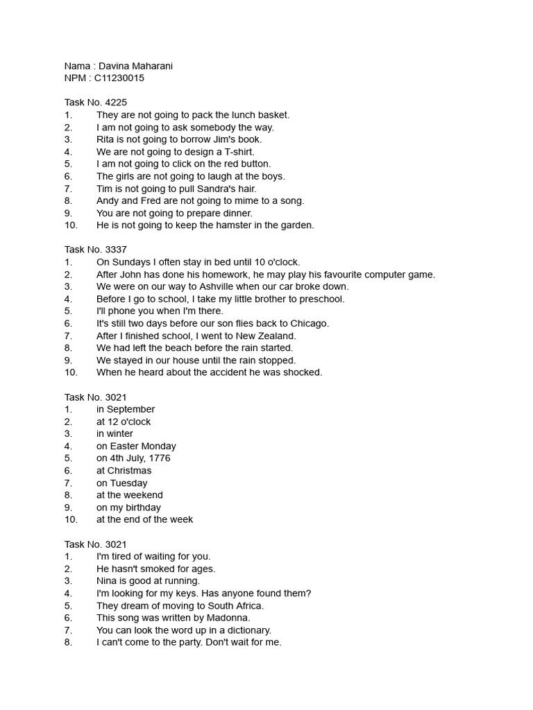 Davina Maharani (C11230015) - Excercise Proportion, Conjuction, Present Future | PDF