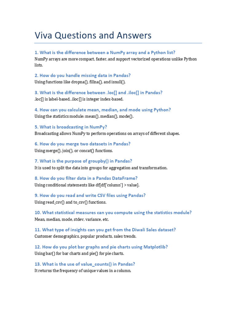 Viva Questions Answers | PDF