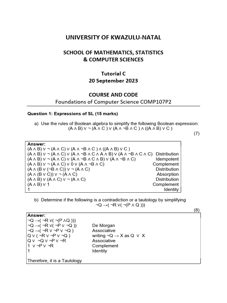 Test2 Practise Questions - Solutions | PDF | Mathematics | Mathematical ...