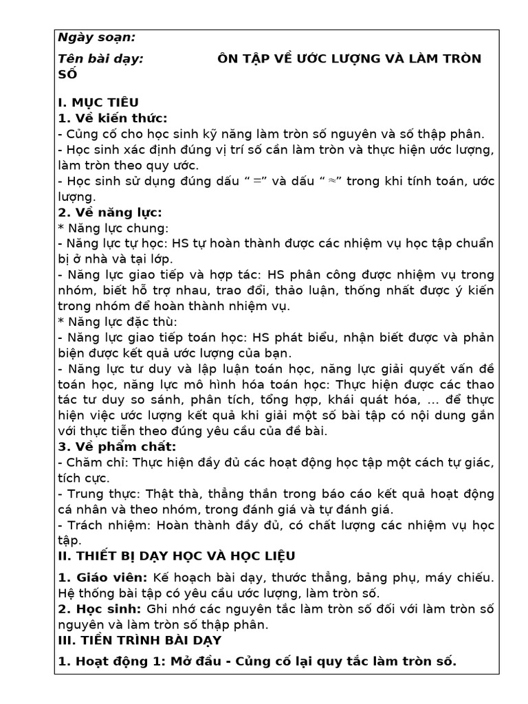 S6 C6 B12 Uoc Luong Va Lam Tron So | PDF