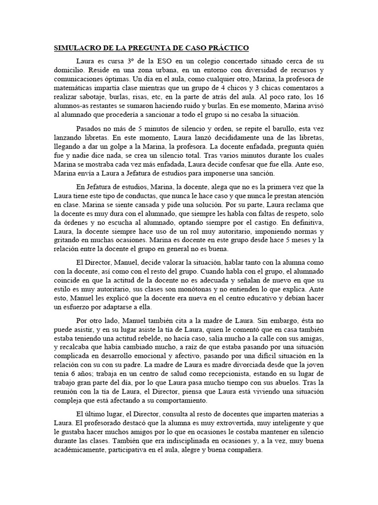 Simulacro Caso Practico | PDF | Maestros | Salón de clases