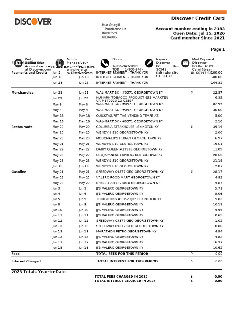 Discover Credit Card Statement Net | PDF | Financial Services | Retail ...