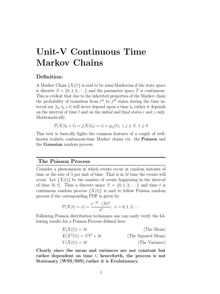 Stochastic Process Unit 05 | PDF | Poisson Distribution | Teaching Mathematics