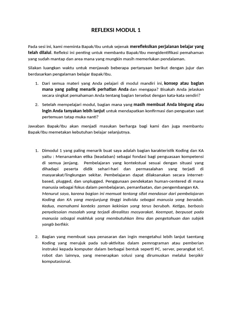 Refleksi Modul 1 | PDF