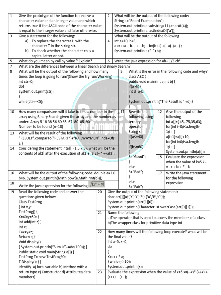 Class X Short Questions 2 Marks | PDF | Integer (Computer Science ...