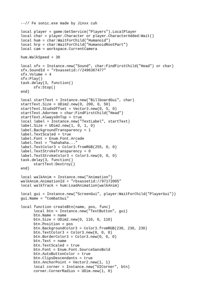 Fe Sonic.exe Script for Roblox | PDF | Text | Publishing