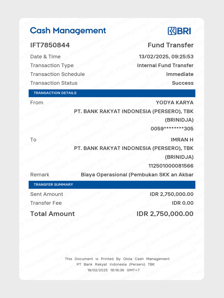 IFT Transfer Receipts 18 02 2025 161618 | PDF