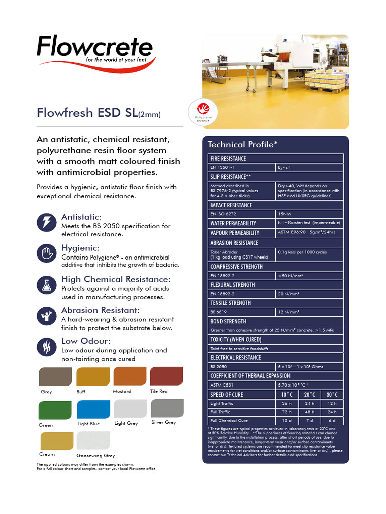 Flowfresh ESD SL Data Sheet | PDF | Flooring | Concrete