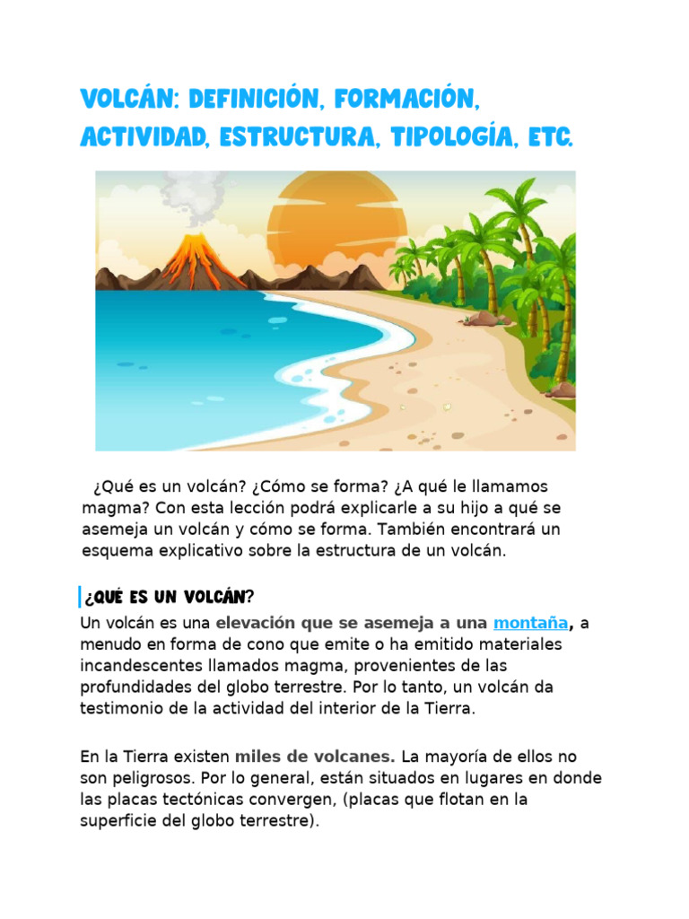 Formación y tipos de volcanes | PDF | Volcán | Tipos de erupciones ...