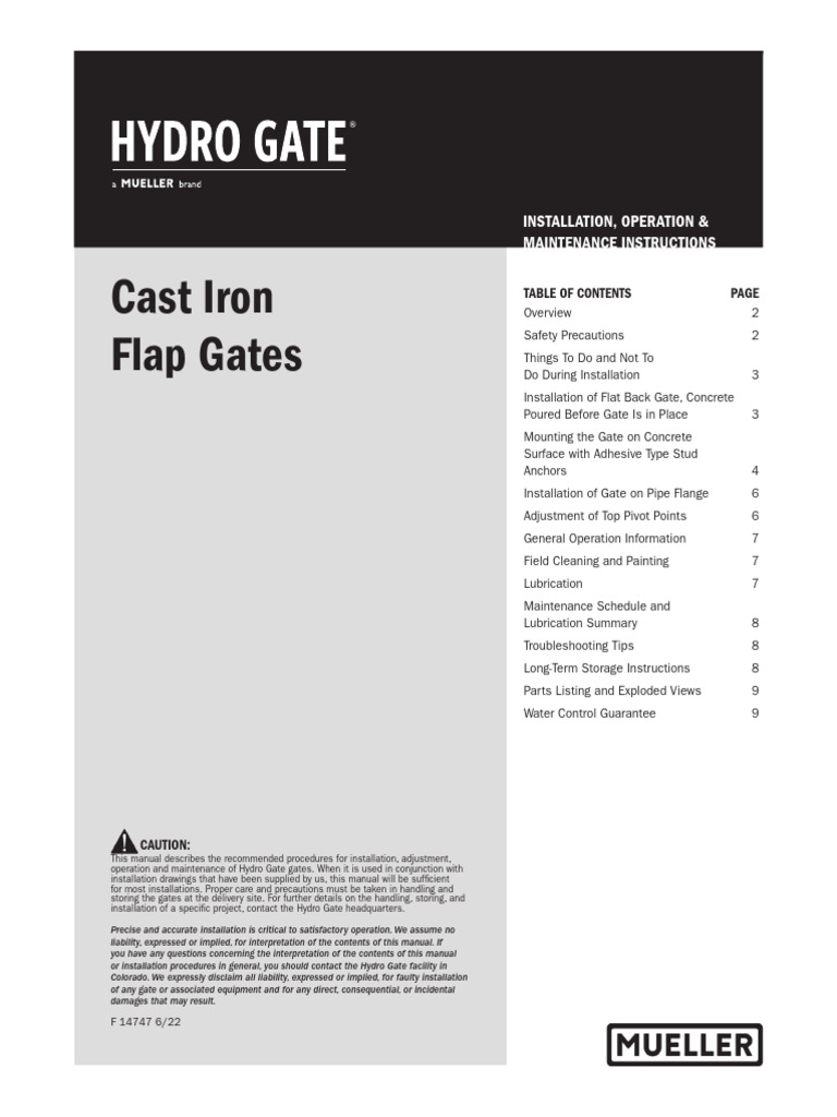 Hydro Gate Flap Gate Installation Guide | PDF | Nut (Hardware) | Pipe ...