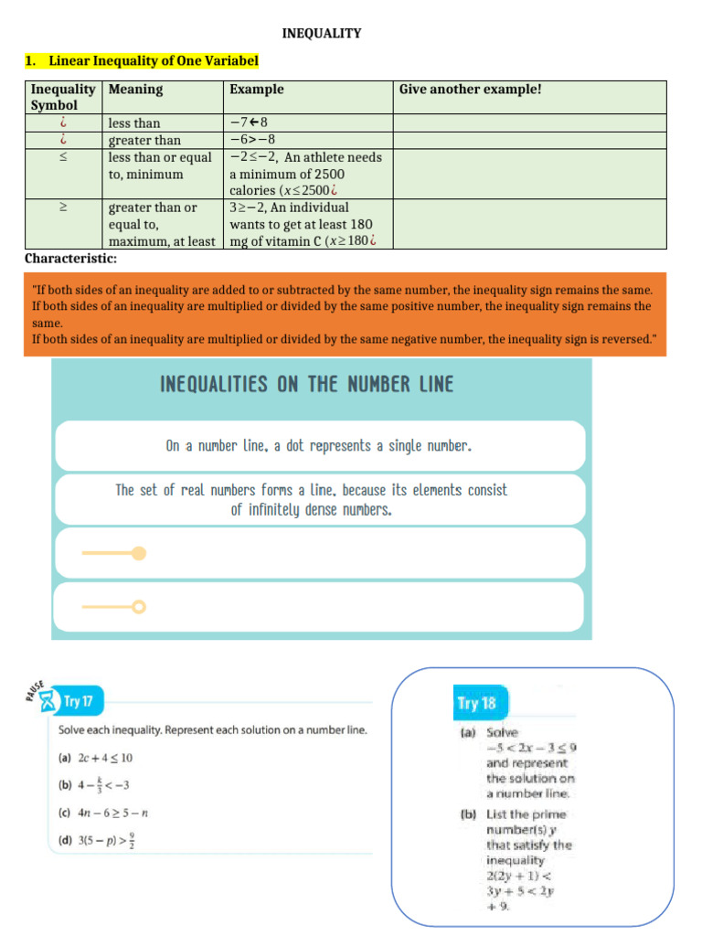 Understanding Linear Inequalities | PDF