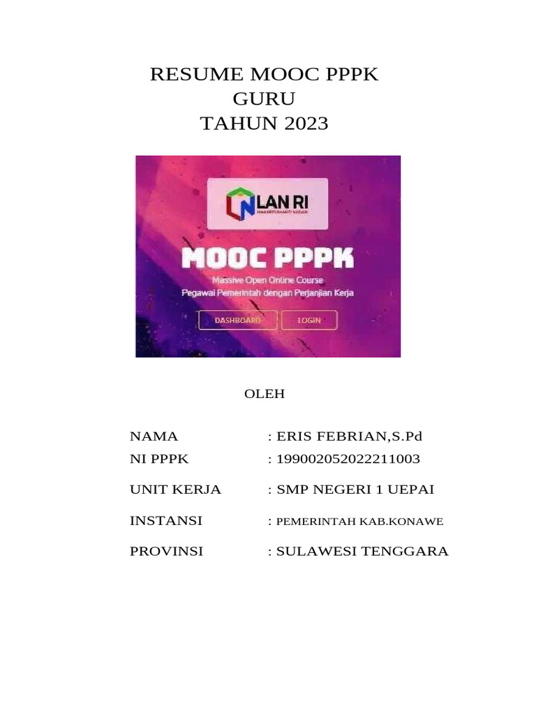Resume Mooc PPPK Tahun 2023 | PDF