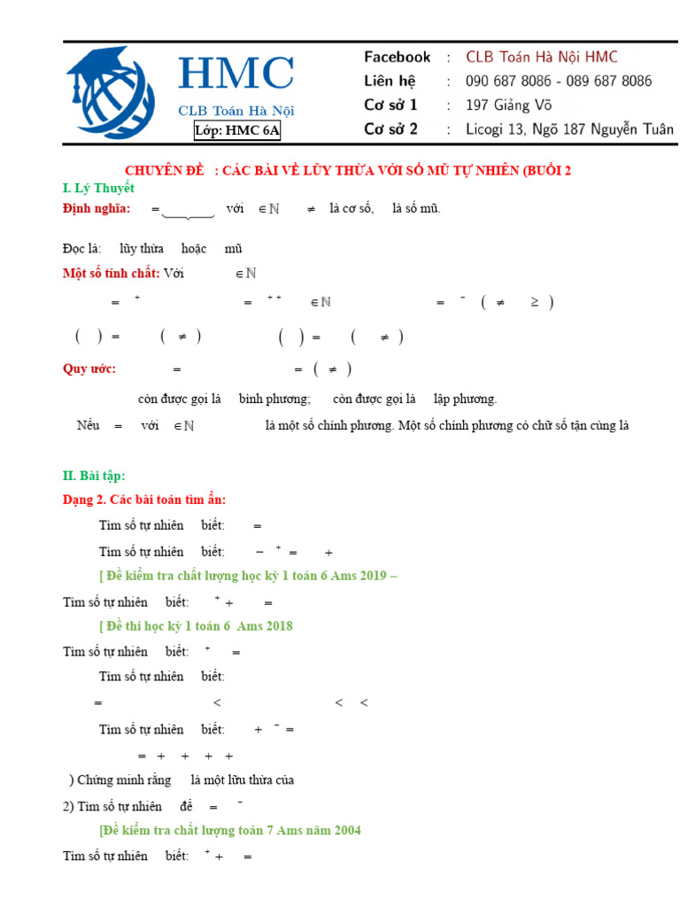 Buoi 3 Chuyen de Luy Thua Vo So Mu Tu Nhien (Buoi 2) 1 | PDF