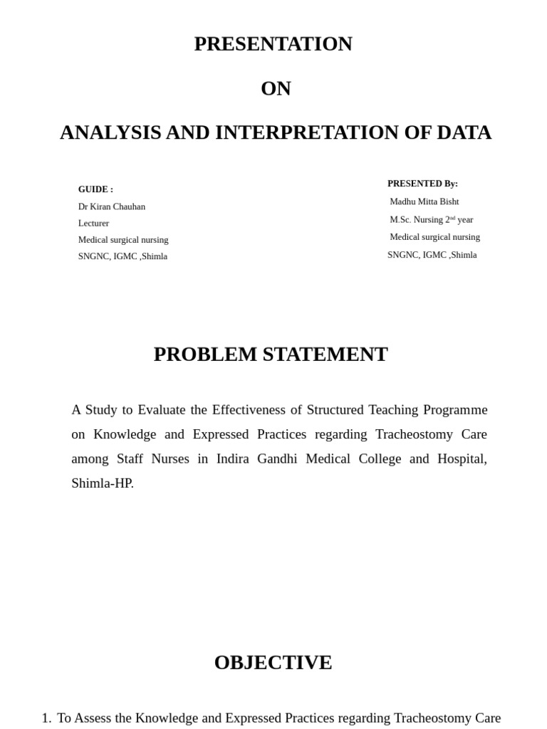 Data Analysis Presentation | PDF | Standard Deviation | Nursing