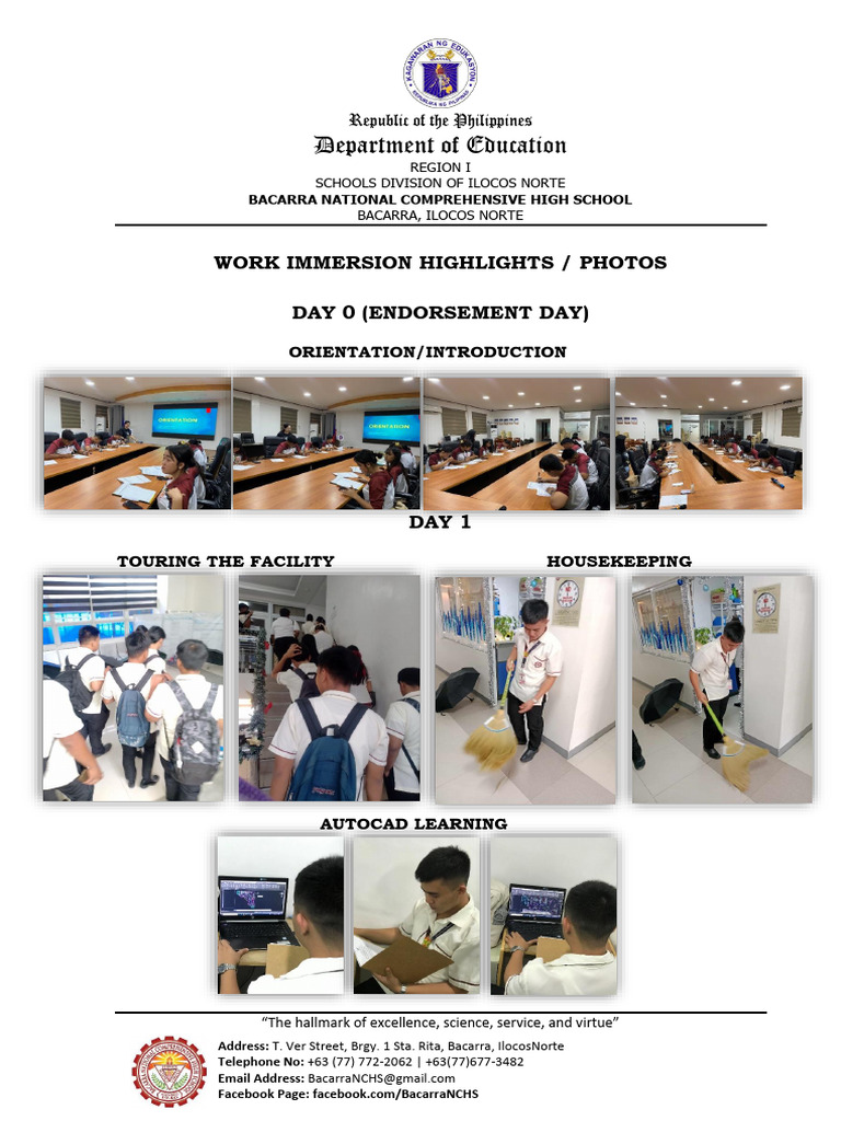 Ezekiel's Work Immersion Highlights | PDF