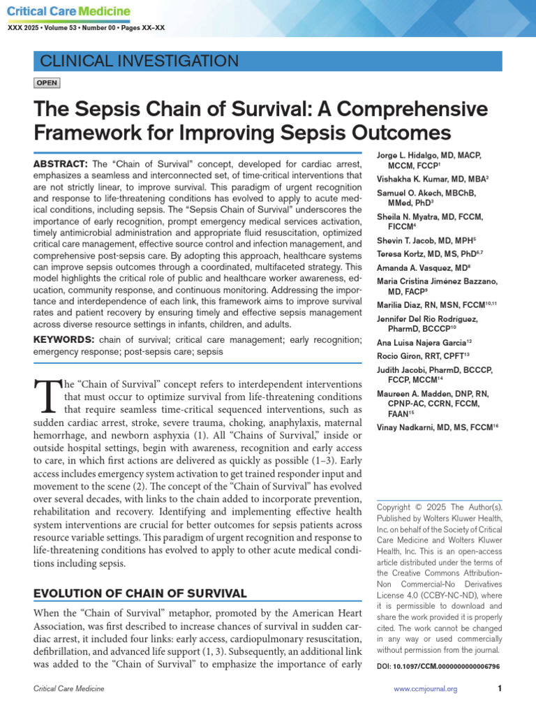 The Sepsis Chain of Survival A Comprehensive.566 | PDF | Sepsis ...