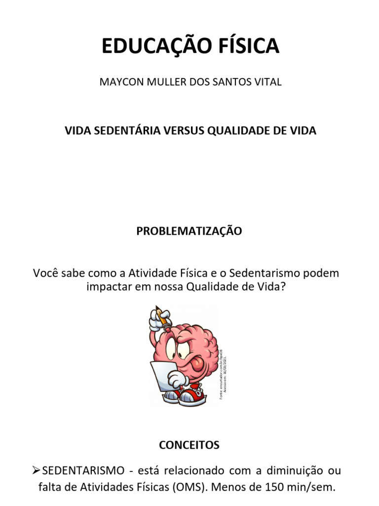 Vida Sedentaria X Qualidade de Vida | PDF | Estilo de vida sedentário