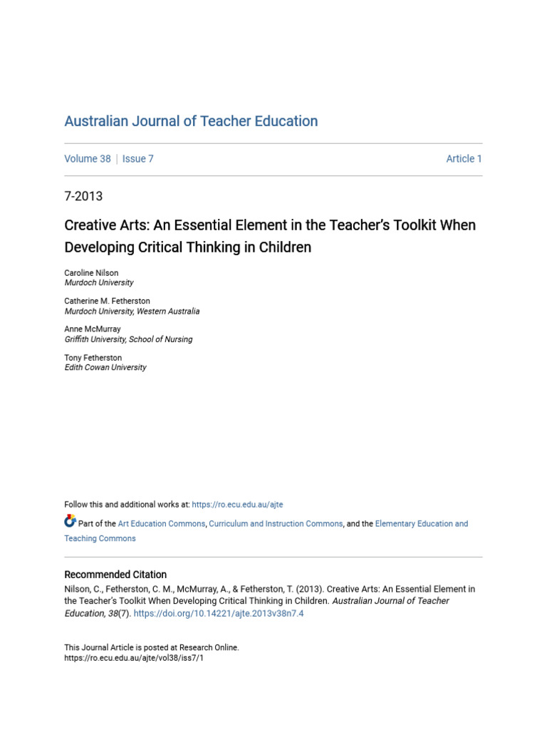 Creative Arts Enhance Critical Thinking | PDF | Critical Thinking ...
