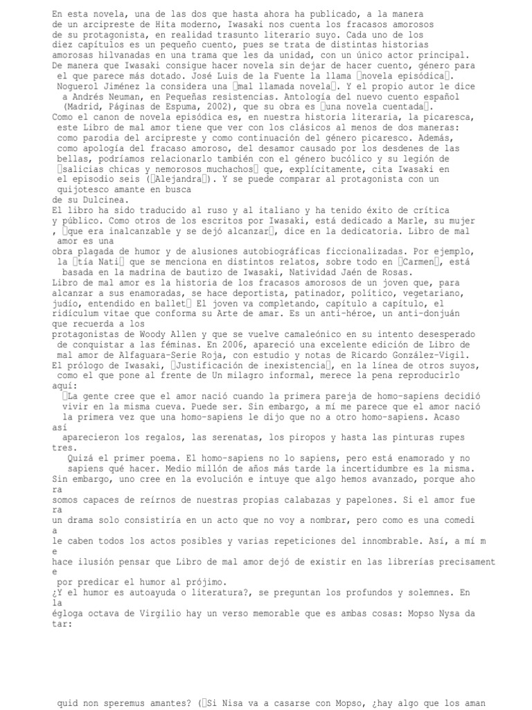 El Libro Del Mal Amor | Descargar gratis PDF | Novelas | Humor