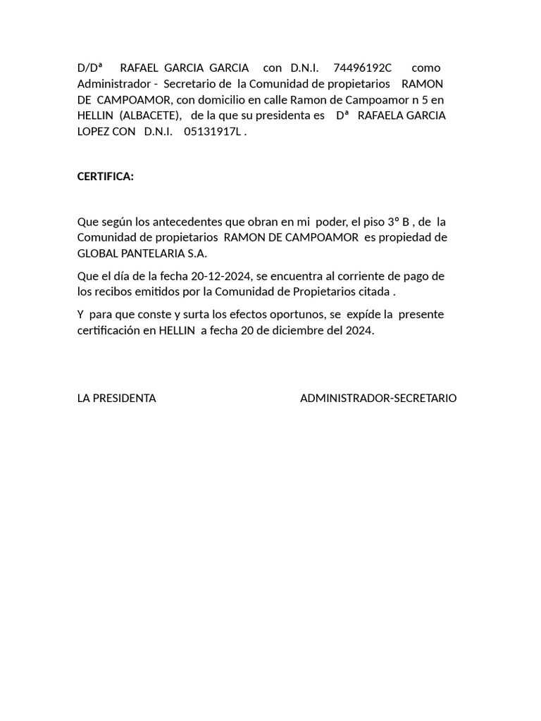 Certificado Deuda | PDF