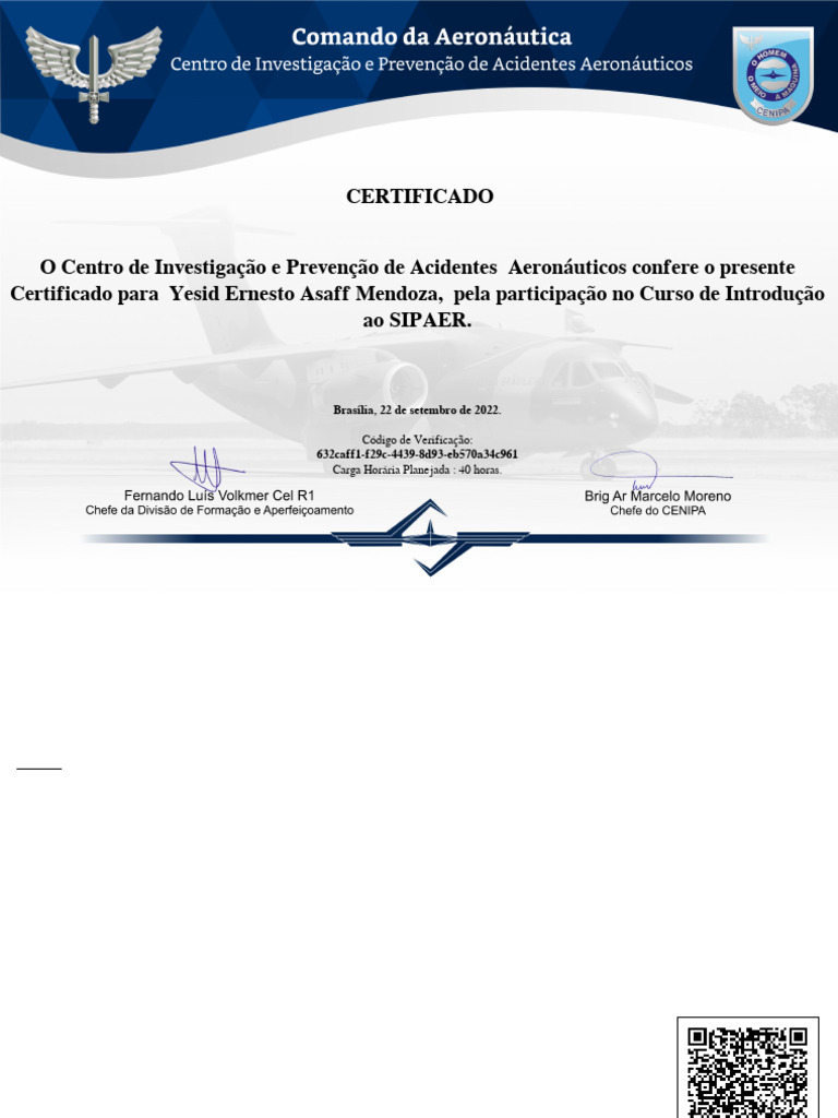 Curso de Introdução Ao SIPAER-Certificado 1809 | PDF