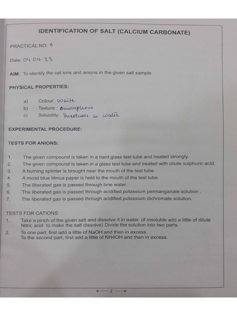 Chemistry Practical | PDF