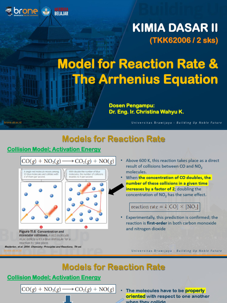 TKK62006 - Model For Reaction Rate The Arrhenius Equation | PDF ...