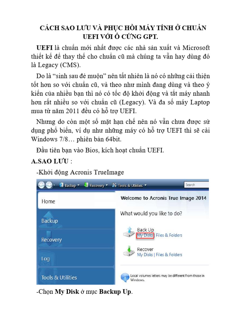Cach Sao Luu Va Phuc Hoi Chuan UEFI Voi HDD GPT | PDF