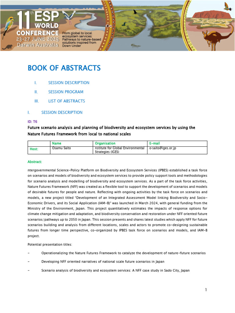 Future Scenarios for Biodiversity Planning | PDF | Biodiversity ...