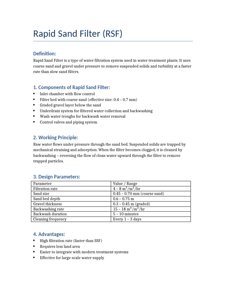 Rapid Sand Filter Filtration Rates | PDF | Filtration | Hydrology