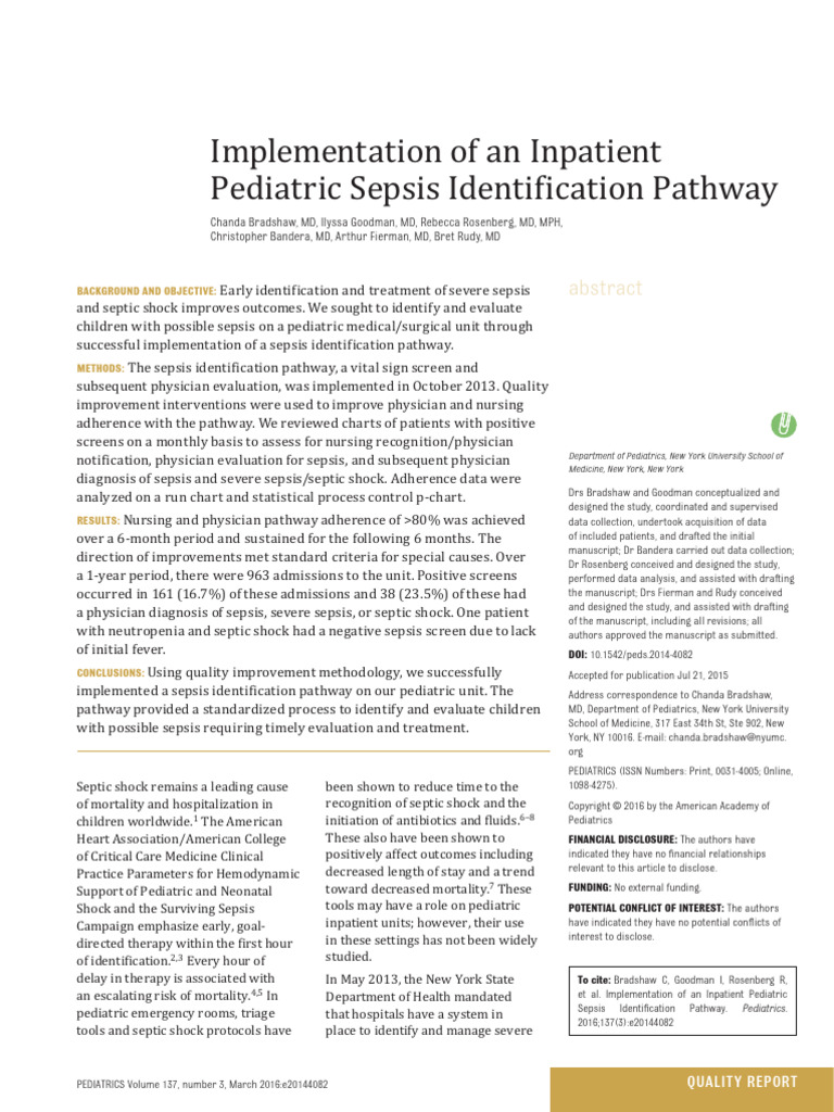 Pediatric Sepsis Identification Pathway | PDF | Sepsis | Intensive Care ...