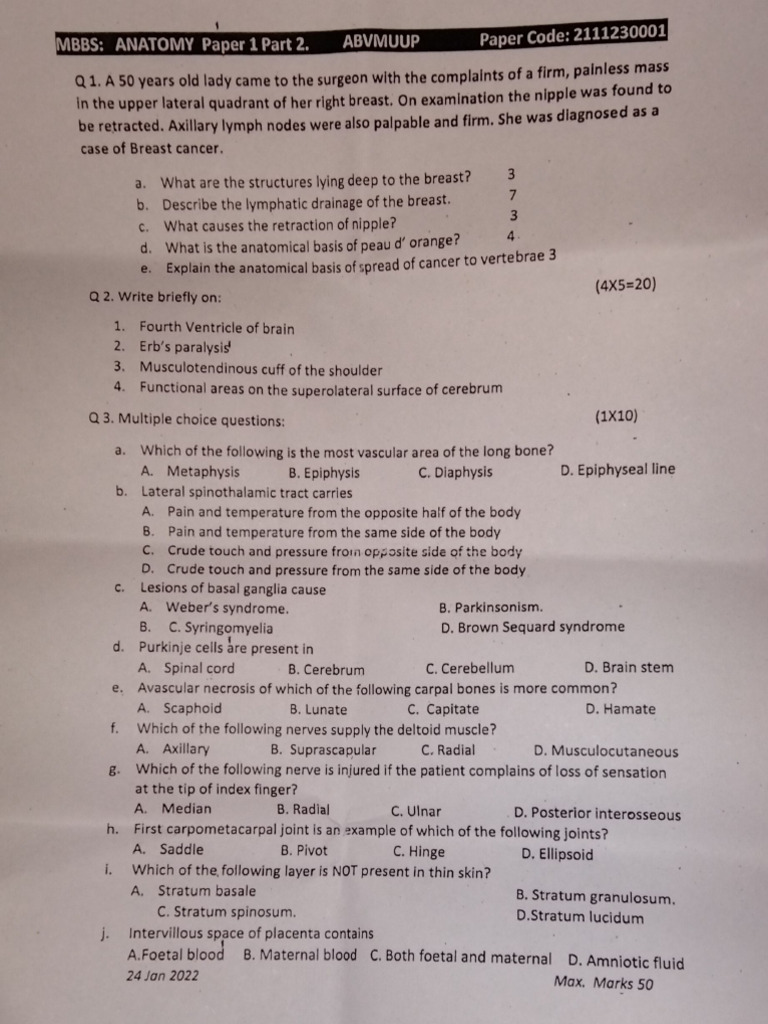 ABVMU Paper 1st Proff. 2021 | PDF