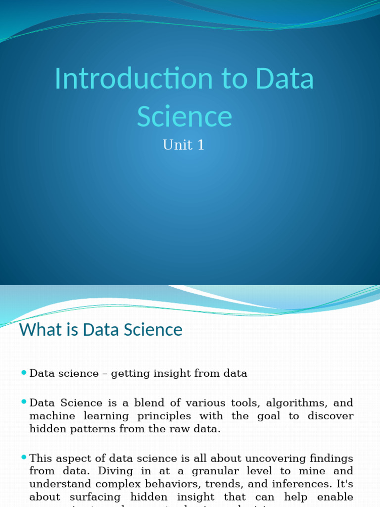 Introduction To Data Science UNIT 1 | PDF | Data Science | Python (Programming Language)