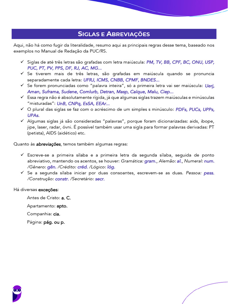 Regras de Siglas e Abreviações | PDF