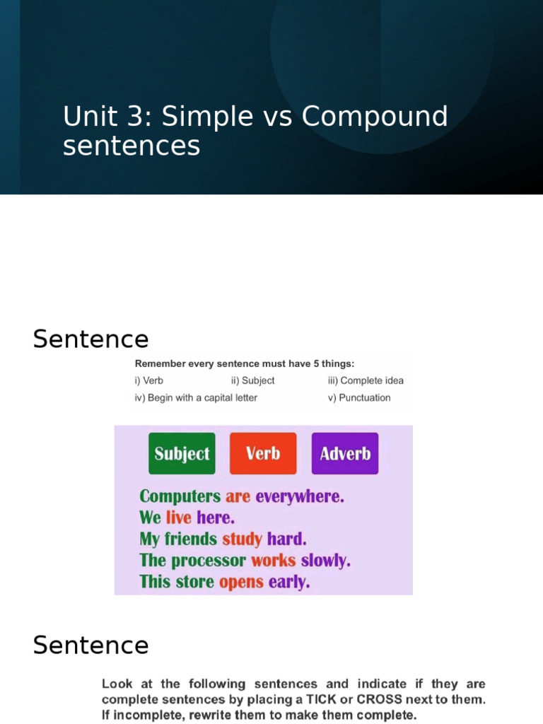 Simple Vs Compound Sentences | PDF