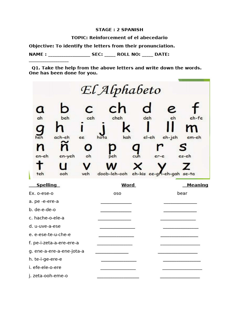 Spanish Alphabet Reinforcement Activities | PDF