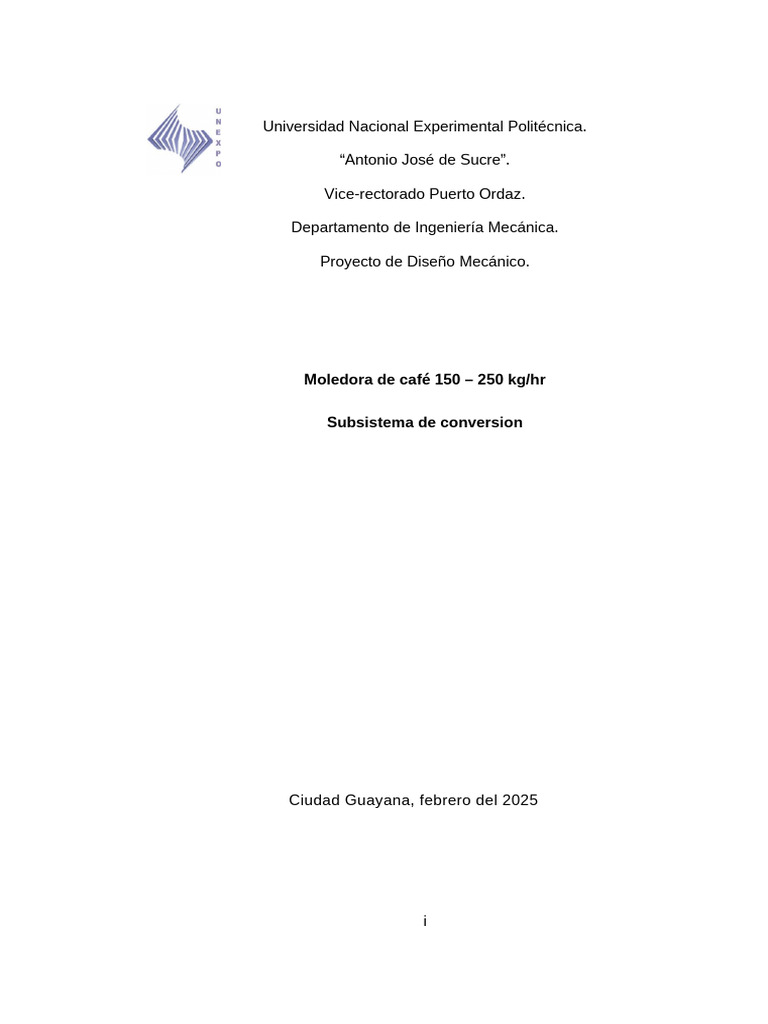 Informe Subsistema de Conversion Moledora de Cafe | PDF | Engranaje ...