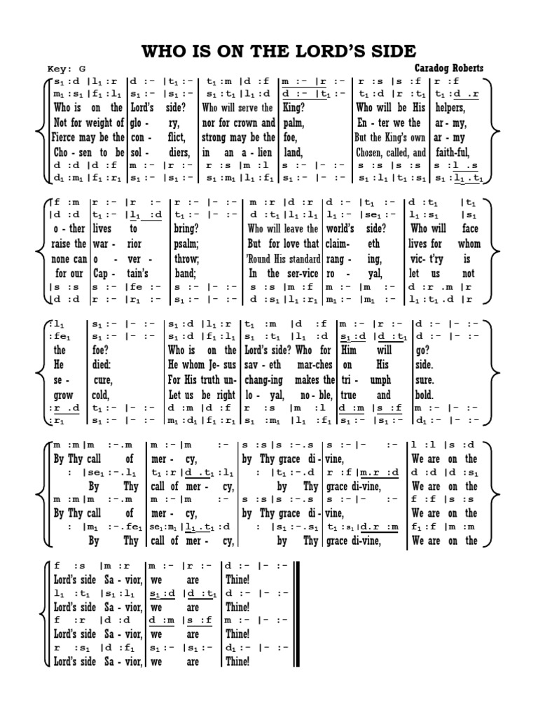 Who Is on the Lord's Side? Lyrics | PDF