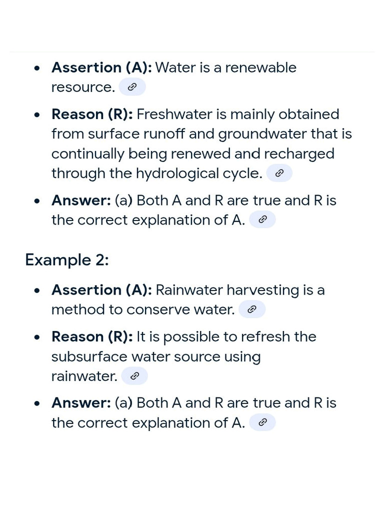 Assertion and Reasoning of Water Resources | PDF