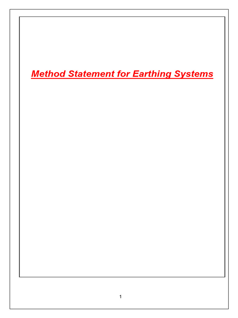 Method Statement for Earthing Systems | PDF | Personal Protective ...
