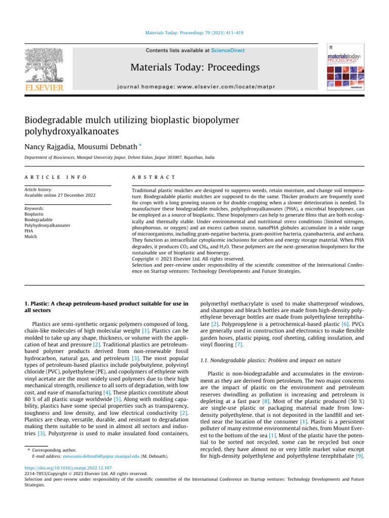 Biodegradable PHA Mulch Solutions | PDF | Biodegradation | Plastic