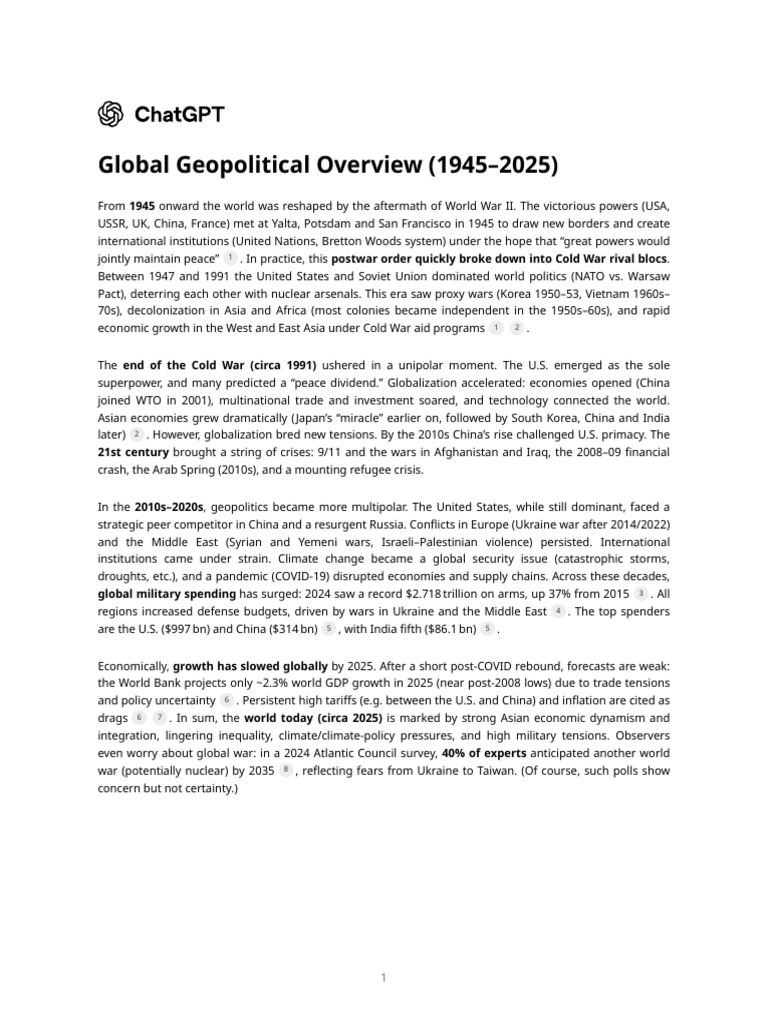 Global Geopolitical Trends 2025-2030 | PDF | Asia | Cold War
