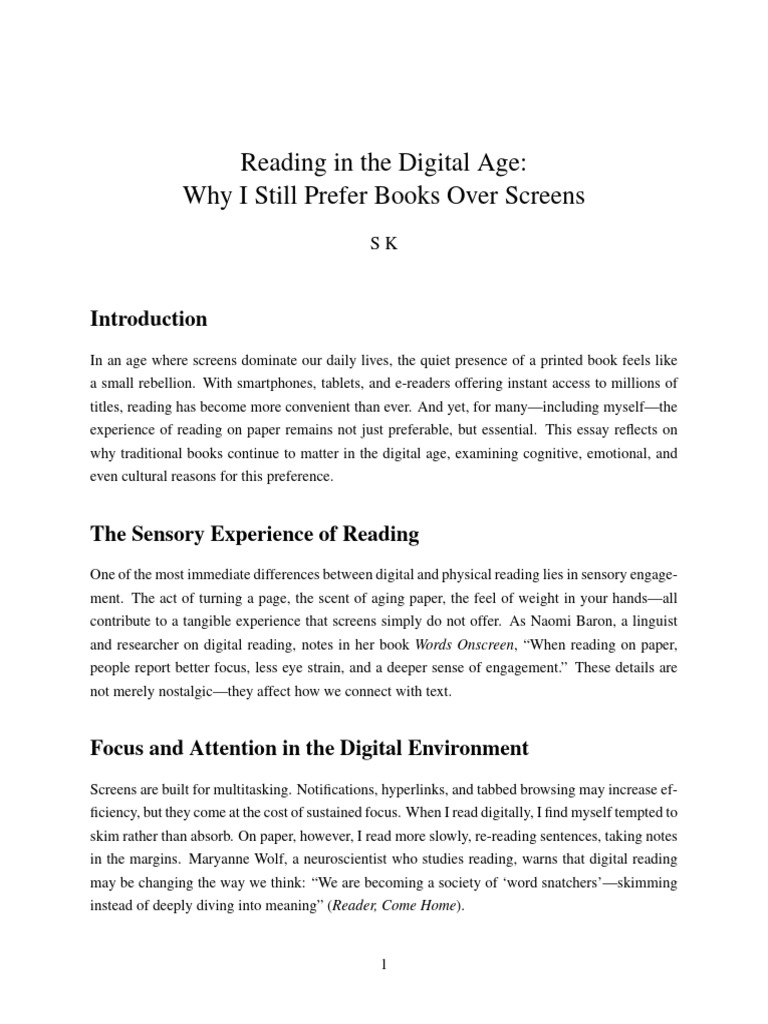 Why Books Matter in a Digital Age | PDF | Experience | Behavioural Sciences
