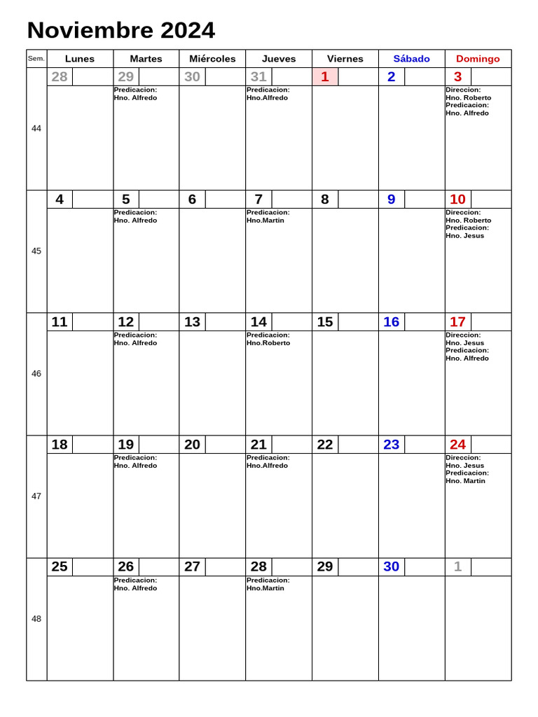 Calendario Noviembre 2024 Espana Vertical Cifras Pequenas | PDF
