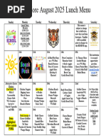 August 2025 High School Lunch Menu | PDF | Lunch | Chili Con Carne